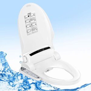 empava electric bidet elongated heated toilet seat-warm air dryer-temperature/water pressure control-slow closing lid, white