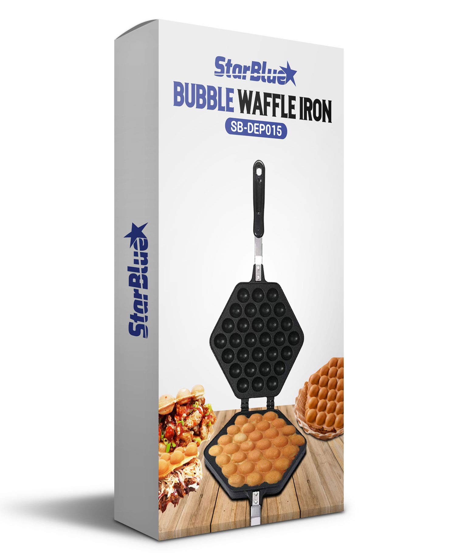 Bubble Waffle Maker Pan by StarBlue with FREE Recipe ebook and Tongs - Make Crispy Hong Kong Style Egg Waffle in 5 Minutes