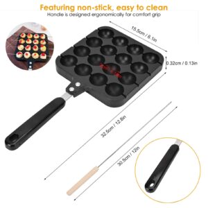 Takoyaki Pan, Non-Stick Takoyaki Maker Pan, Durable Cast Aluminum Grill Pan with 4 Baking Needle, Plate Cooking Baking Mold Tray for Takoyaki Quail Eggs Pancakes