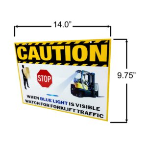 (W) Set of 2 Laminated Vinyl Forklift Traffic Sign Caution Safety Warning Signage Lifting Boom Crane Warehouse Storage Indoor Outdoor Construction Area