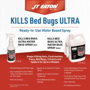 JT Eaton 218-W1G Kills Bed Bugs ULTRA Spray, Water-Based Insecticide, Long-Lasting Protection for Bedbugs, Roaches, Ants, and Dust Mites, 1 Gallon with Sprayer