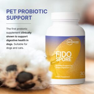 Microbiome Labs Fidospore - Dog Probiotics for Digestive Health & Immune Support - Spore-Forming Pet Probiotics for Dogs & Cats Gut Health - Flavored with Grass Fed Beef Liver (30 Capsules)