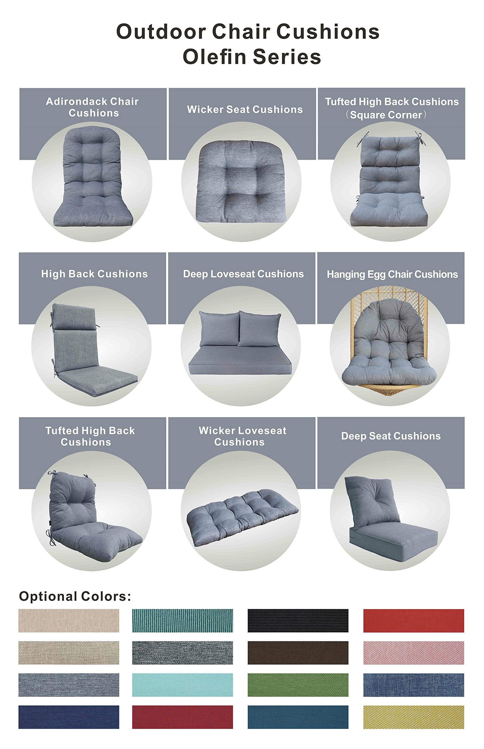 BOSSIMA Patio Furniture Cushions Comfort Deep Seat Glider Loveseat Cushion Indoor Outdoor Seating Cushions Light Grey