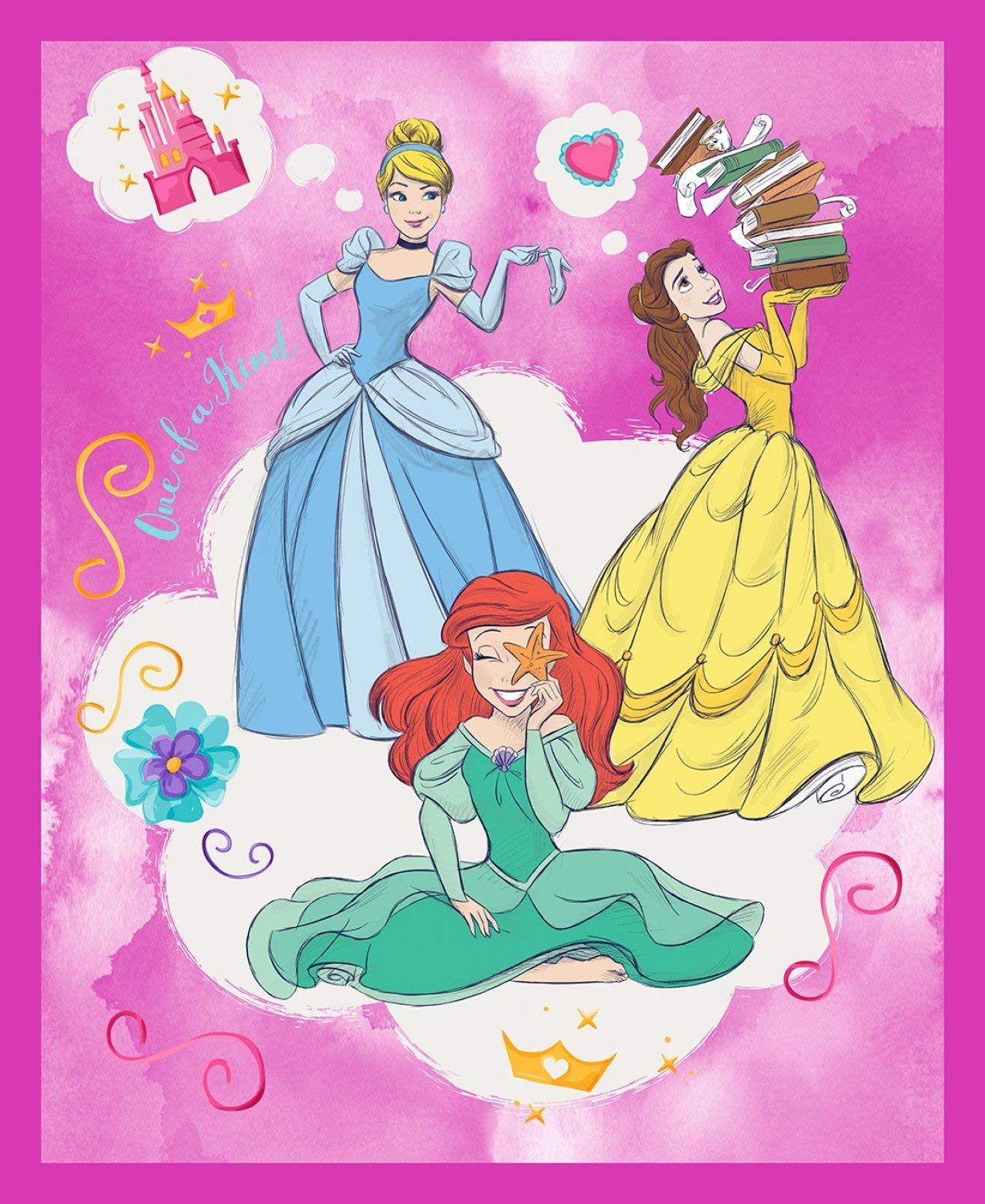 Disney Princesses - Ariel, Bella & Cinderella One of a Kind 36"x43" Panel by Springs Creative Sold by Panel