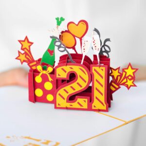 DKT HANDMADE Happy birthday pop up card, 3D Popup Greeting Cards (Happy Birthday Number Age 21st pop up card)