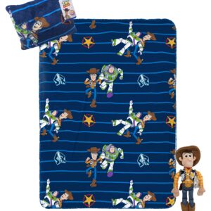 Disney Pixar Toy Story Travel Set - 3 Piece Kids Travel Set includes Blanket, Pillow, & Plush - Featuring Woody (Offical Disney Pixar Product)