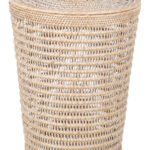 Cambria Rattan Laundry Hamper with Liner, White-Wash