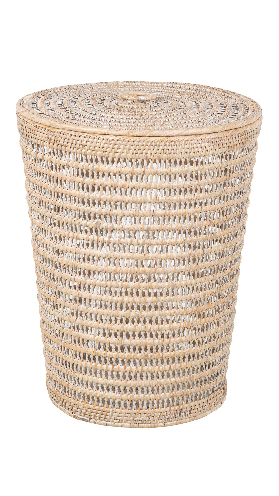 Cambria Rattan Laundry Hamper with Liner, White-Wash