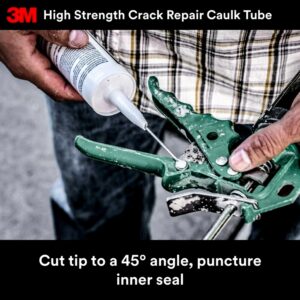 3M High Strength Crack Repair, 10 oz, Wall Crack Repair, Caulk Tube, Ideal for Repairing Large Holes, Cracks & Damaged Surfaces in Drywall, Plaster, Stucco, Concrete & Wood (CR-10-CLK)