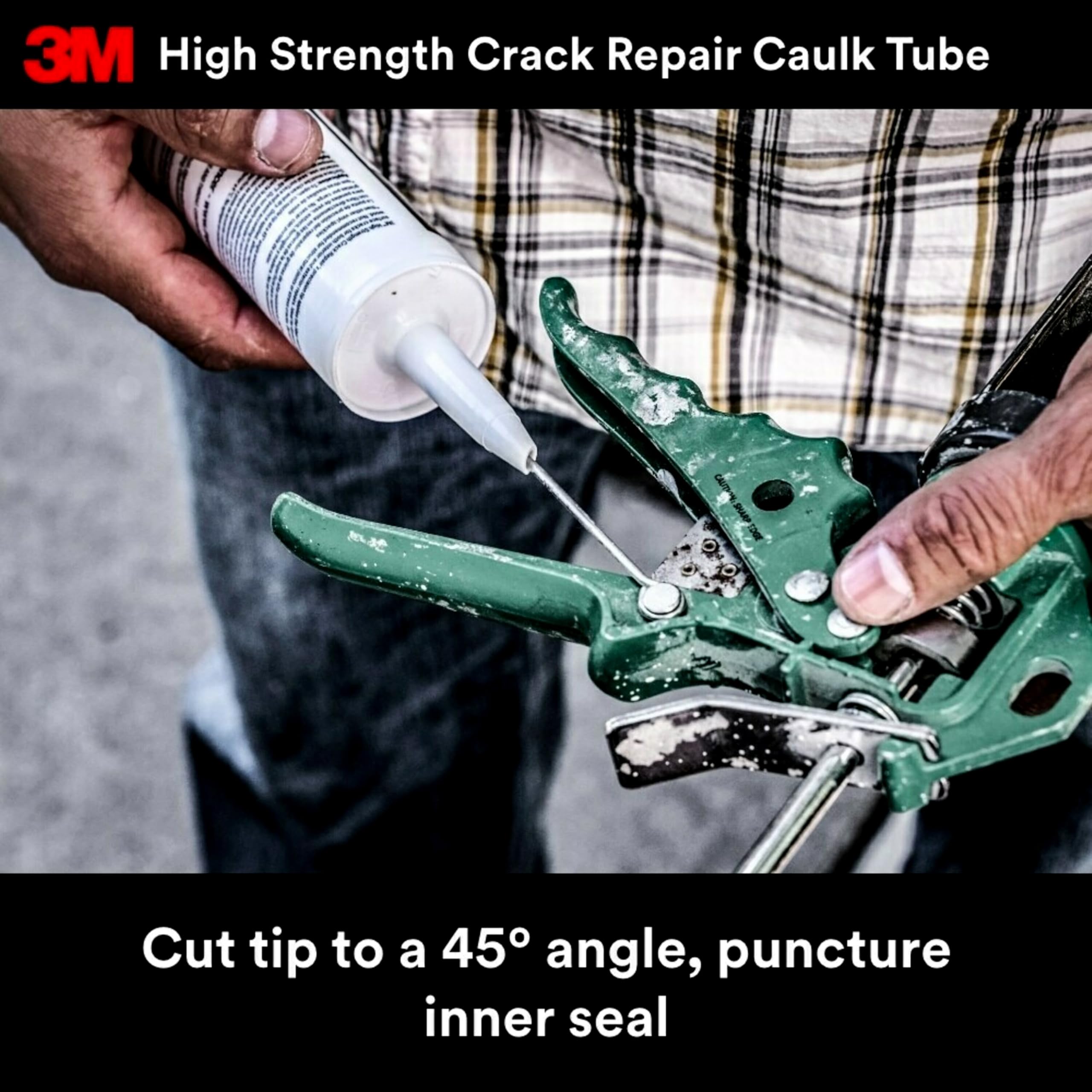 3M High Strength Crack Repair, 10 oz, Wall Crack Repair, Caulk Tube, Ideal for Repairing Large Holes, Cracks & Damaged Surfaces in Drywall, Plaster, Stucco, Concrete & Wood (CR-10-CLK)