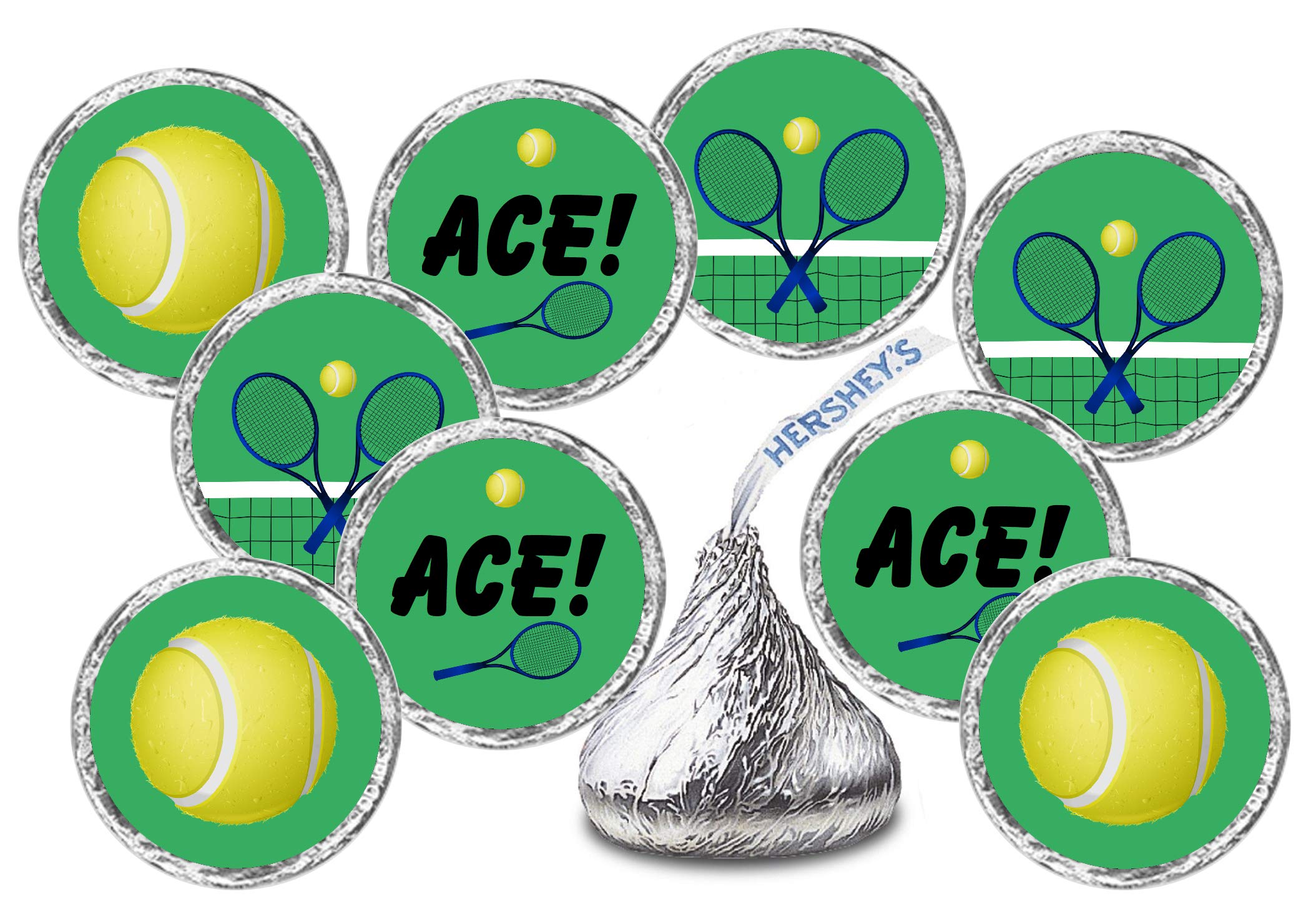 216 Sports Tennis Kisses Stickers, Kisses Stickers for Birthday Party, Baby Shower, Wedding, Graduation, or Any Family Event Decorations, Candy Not Included.