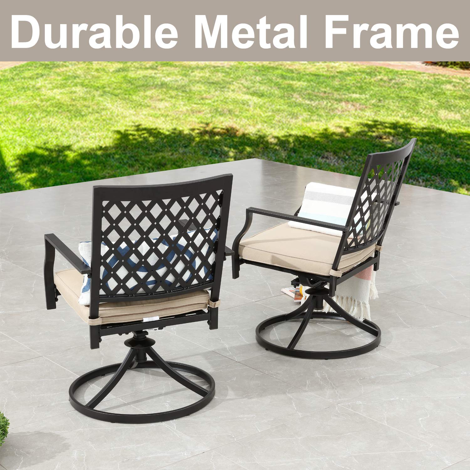 PatioFestival Swivel Patio Chairs Dining Chair Metal Frame Bistro Set Outdoor Furniture for Garden Backyard Club 2 Piece