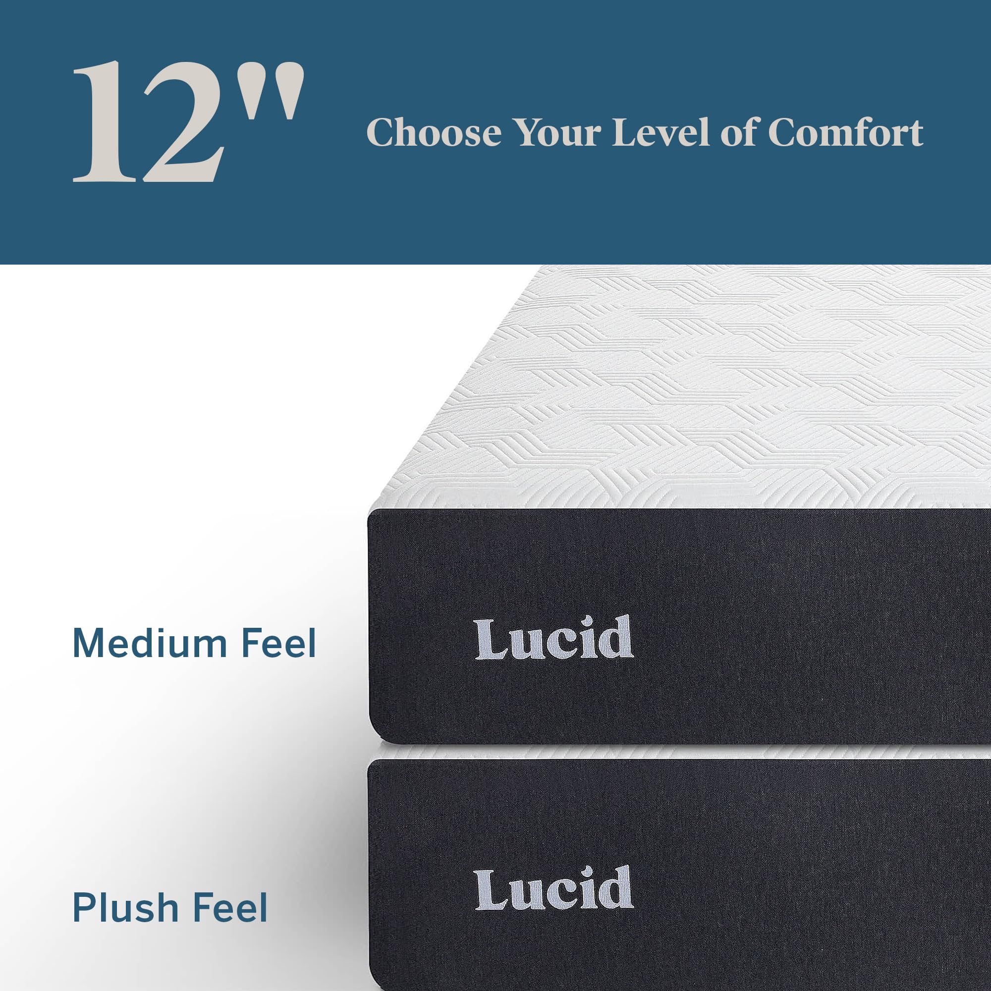 LUCID 12 Inch Memory Foam Mattress - Plush Feel - Memory Foam Infused with Bamboo Charcoal - Gel Infusions - CertiPUR-US Certified - Breathable - California King