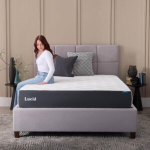 LUCID 10 Inch Memory Foam Mattress - Firm Feel - Infused with Bamboo Charcoal and Gel - Bed in a Box - Temperature Regulating - Pressure Relief - Breathable - Twin XL Size