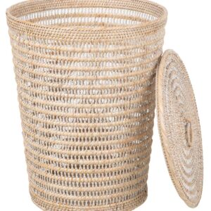 Cambria Rattan Laundry Hamper with Liner, White-Wash