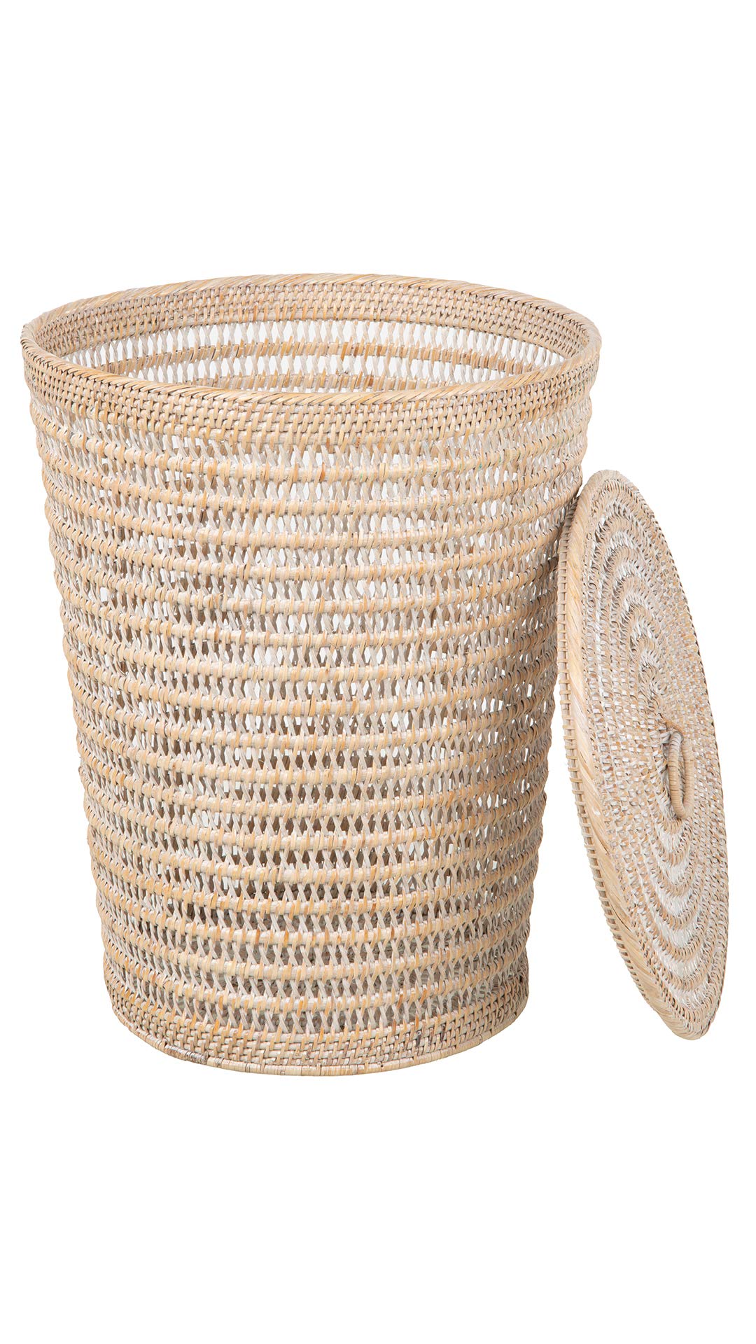 Cambria Rattan Laundry Hamper with Liner, White-Wash