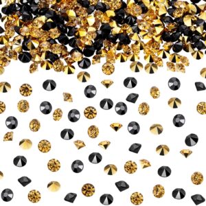 10000 clear wedding table scatter confetti crystals acrylic diamonds rhinestones for table centerpiece decorations wedding decorations bridal shower decorations vase beads (gold and black, 4 mm)