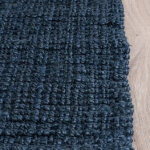 Fab Habitat Jute Rugs - Handmade, Soft Natural Feel Underfoot - Durable, Textured Weave - Area Rug for Indoor Use - Lassen - Navy Blue (5' x 8')