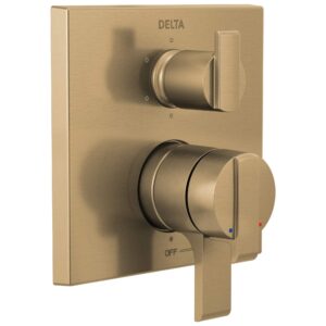 delta faucet ara 17 series 6-setting integrated diverter valve trim kit, gold diverter valve trim kit, shower trim kit, champagne bronze t27967-cz (valve not included)