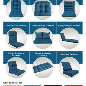 BOSSIMA Patio Furniture Cushions Comfort Deep Seat Glider Loveseat Cushion Indoor Outdoor Seating Cushions Teal Blue