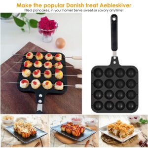 Takoyaki Pan, Non-Stick Takoyaki Maker Pan, Durable Cast Aluminum Grill Pan with 4 Baking Needle, Plate Cooking Baking Mold Tray for Takoyaki Quail Eggs Pancakes