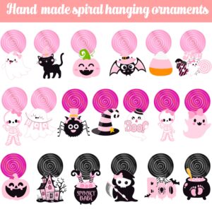 Halloween Party Hanging Swirls Halloween Ghost Boo Party Hanging Decoration Pink Pumpkin Bat Witch Themed Swirl Ceiling Streamers for Girls Halloween Party Trick or Treat Party Supplies