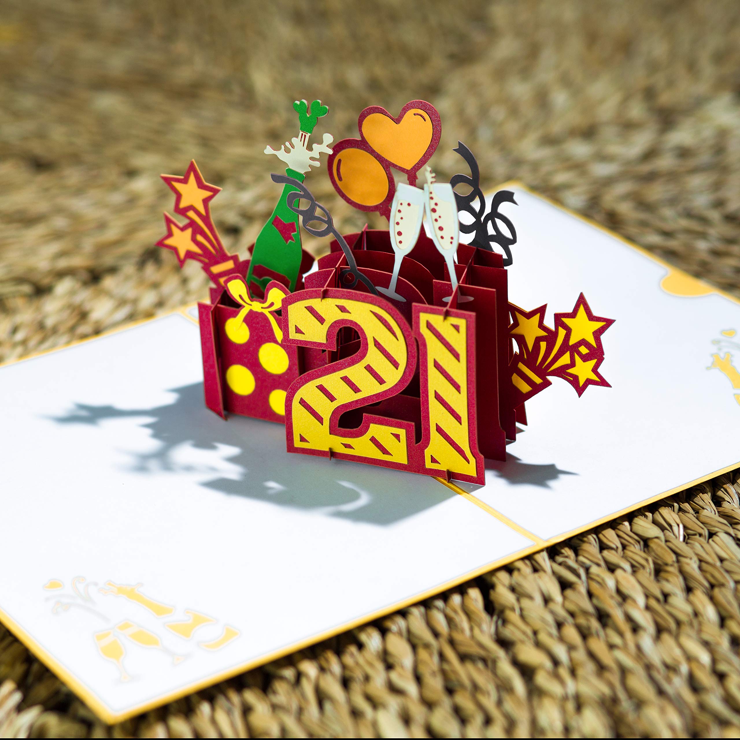 DKT HANDMADE Happy birthday pop up card, 3D Popup Greeting Cards (Happy Birthday Number Age 21st pop up card)