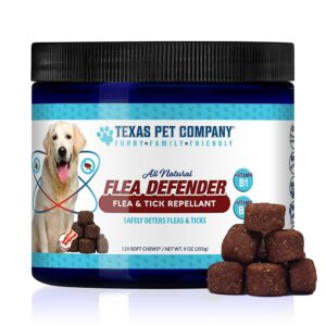 texas pet company natural flea and tick prevention for dogs pills - dog flea and tick treatment chewable supplement - oral flea treatment for dogs flea pills defense - all breeds & ages - made in usa