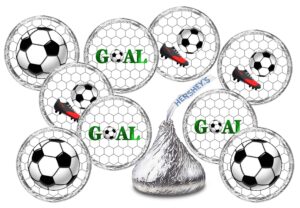 216 sports soccer kisses stickers, kisses stickers for birthday party, baby shower, wedding, graduation, or any family event decorations, candy not included.