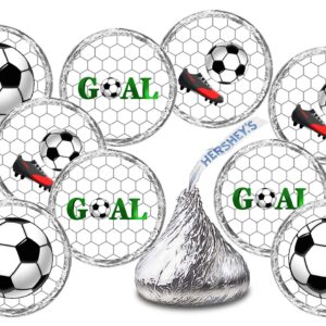 216 Sports Soccer Kisses Stickers, Kisses Stickers for Birthday Party, Baby Shower, Wedding, Graduation, or Any Family Event Decorations, Candy Not Included.