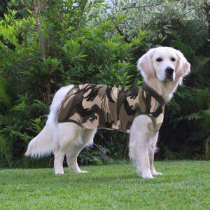 SAWMONG Dog Recovery Suit, Recovery Suit for Dogs After Surgery, Dog Spay Surgical Suit for Female Dogs, Dog Onesie Body Suit for Surgery Male Substitute Dog E-Collar Cone, Camouflage, Large