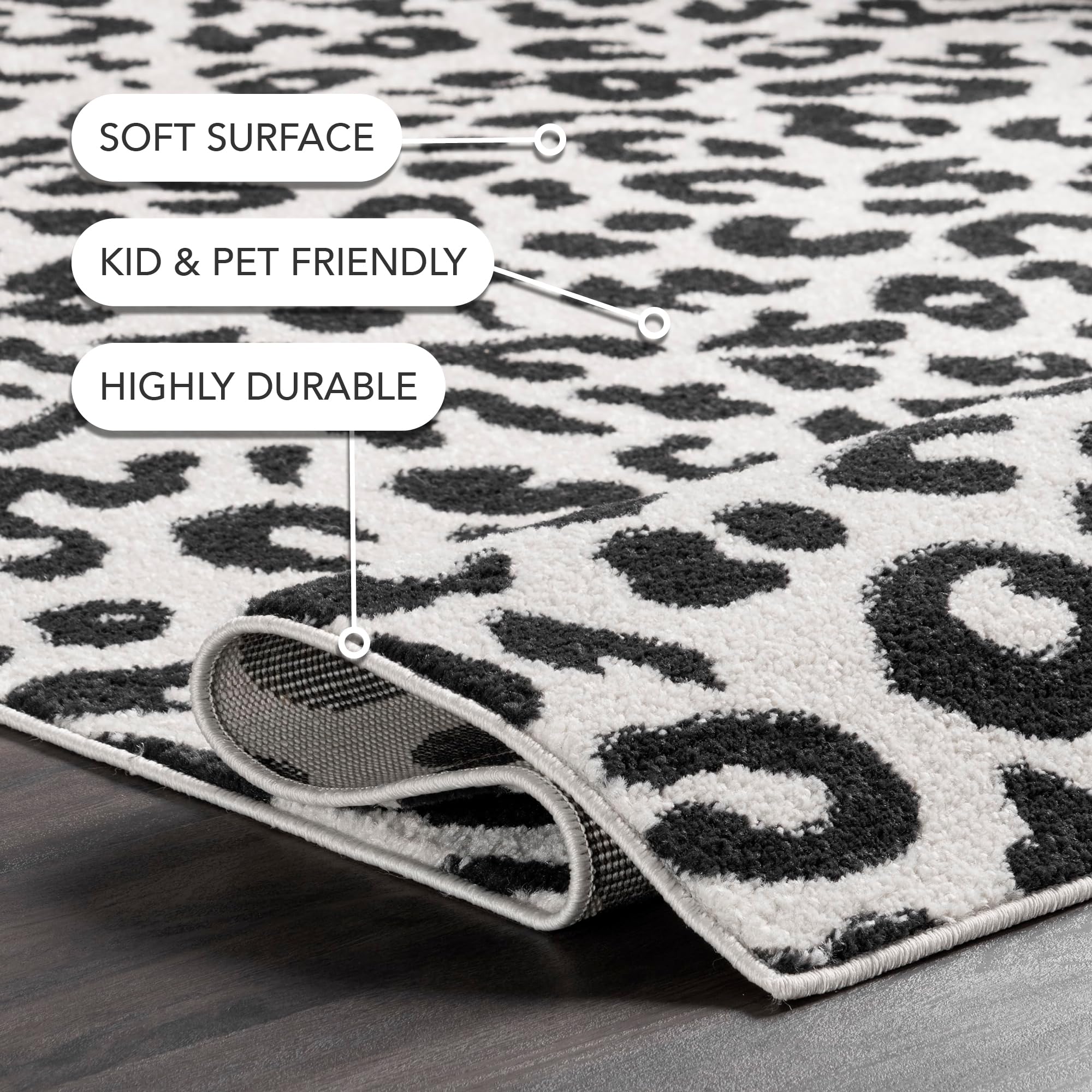 nuLOOM Annette Modern Leopard Print Area Rug, 5x7, Dark Grey