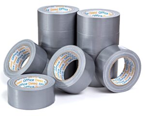 office deed duct tape heavy duty waterproof, 30 yards x 2 inch, 12-roll pack, all-weather grey heavy duty duct tape, no residue, strong silver duct tape bulk