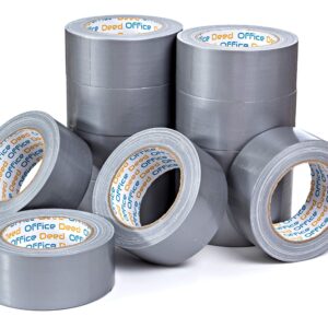 Office Deed Duct Tape Heavy Duty Waterproof, 30 Yards x 2 Inch, 12-Roll Pack, All-Weather Grey Heavy Duty Duct Tape, No Residue, Strong Silver Duct Tape Bulk