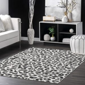 nuloom annette modern leopard print area rug, 5x7, dark grey