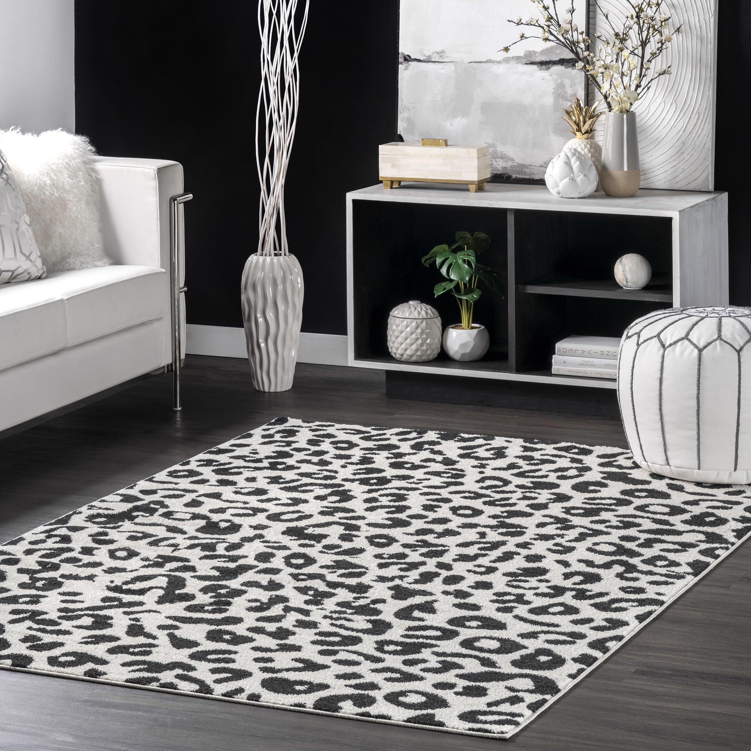 nuLOOM Annette Modern Leopard Print Area Rug, 5x7, Dark Grey