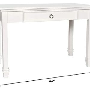 New Classic Furniture Tamarack Solid Wood Writing Desk with Drawer, White