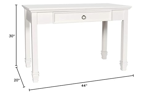 New Classic Furniture Tamarack Solid Wood Writing Desk with Drawer, White