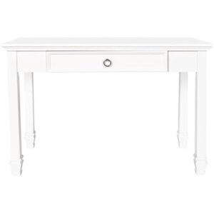 New Classic Furniture Tamarack Solid Wood Writing Desk with Drawer, White