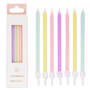 talking tables pack of 16 - size 10cm pastel birthday candles make your cake extra special this year.