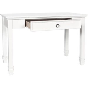 New Classic Furniture Tamarack Solid Wood Writing Desk with Drawer, White