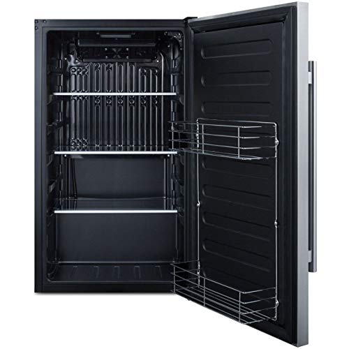 Summit Appliance FF195 Commercially Approved Energy Star Certified 19" Wide Shallow Depth Built-in Undercounter All-Refrigerator with Stainless Steel Door, Black Cabinet and Front Lock