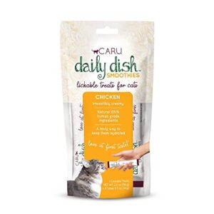 caru - daily dish smoothies - lickable chicken cat treat - 4 pack, .5oz tubes