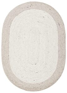 safavieh braided collection 4' x 6' oval beige/ivory brd904a handmade country cottage reversible wool entryway foyer living room bedroom kitchen area rug