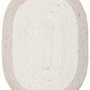 SAFAVIEH Braided Collection 4' x 6' Oval Beige/Ivory BRD904A Handmade Country Cottage Reversible Wool Entryway Foyer Living Room Bedroom Kitchen Area Rug