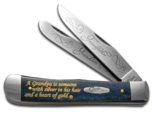 case xx grandfather and grandson smooth blue bone trapper stainless pocket knife knives