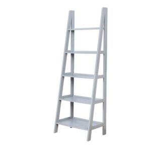 linon archdale wood open back 72" ladder bookshelf with 5 shelves in gray