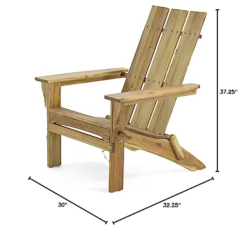 Christopher Knight Home Aberdeen Outdoor Contemporary Acacia Wood Foldable Adirondack Chair, natural stained