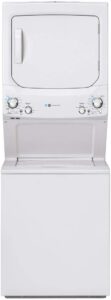 ge gud27gesnww 27" gas laundry center with 3.8 cu. ft. washer capacity and 5.9 cy. ft. dryer capacity in white