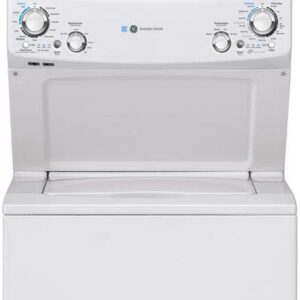 GE GUD27GESNWW 27" Gas Laundry Center with 3.8 cu. ft. Washer Capacity and 5.9 cy. ft. Dryer Capacity in White